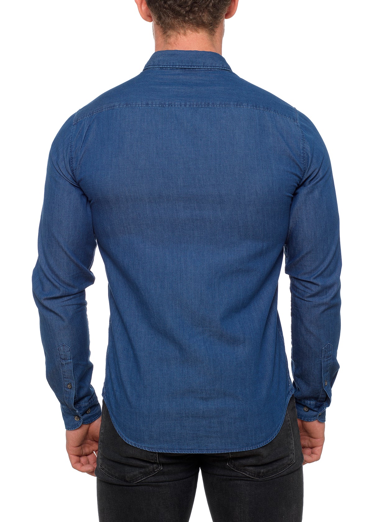 Mens Muscle Fit Denim Shirt - Wolf Muscle