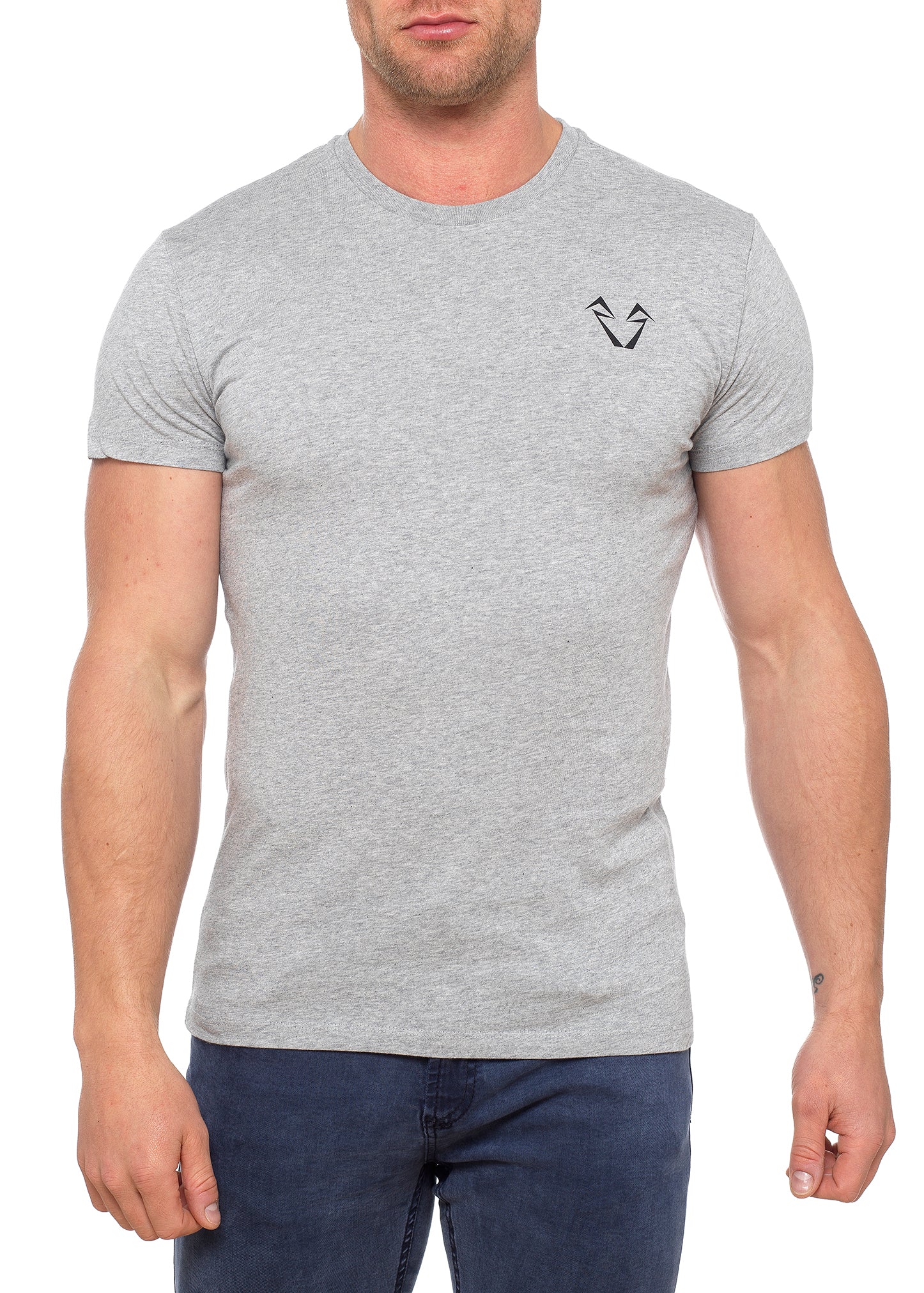Mens Grey Muscle Fit T Shirt - Wolf Muscle